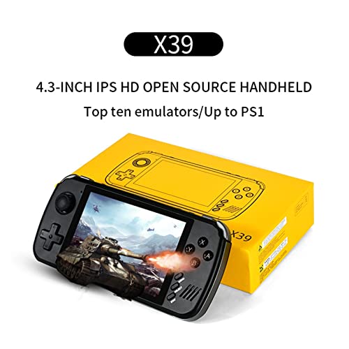 VGVCTX X39pro 4.3 Inch IPS Screen Handheld Video Game Console X39 Retro Game PS1 Support Wired Controllers (Color : 64G)