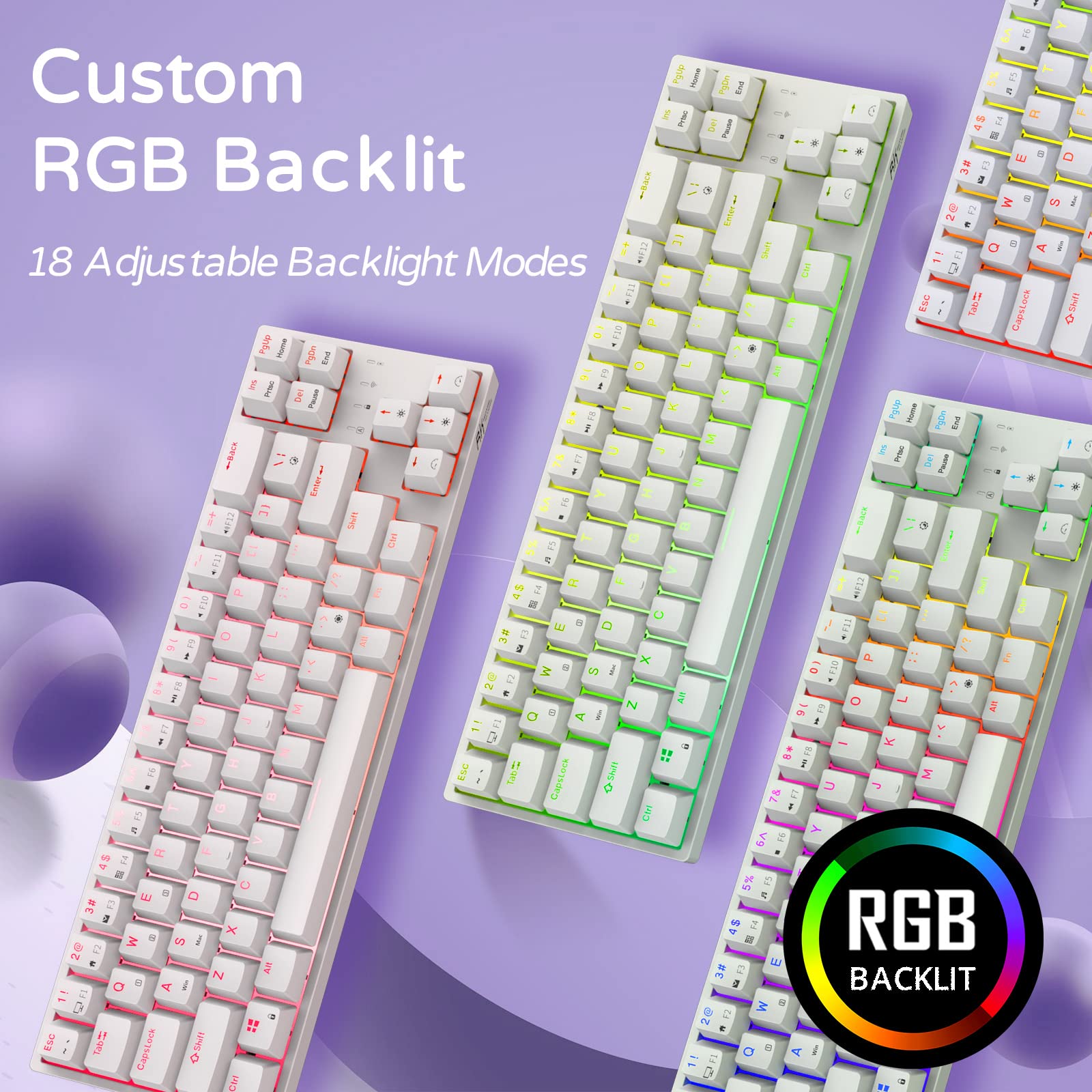 RK ROYAL KLUDGE RK68 Plus Mechanical Keyboard, 2.4Ghz Wireless/Bluetooth/Wired Brown Switch 65% Gaming Keyboard, RGB Hot Swappable with Software for Win/Mac
