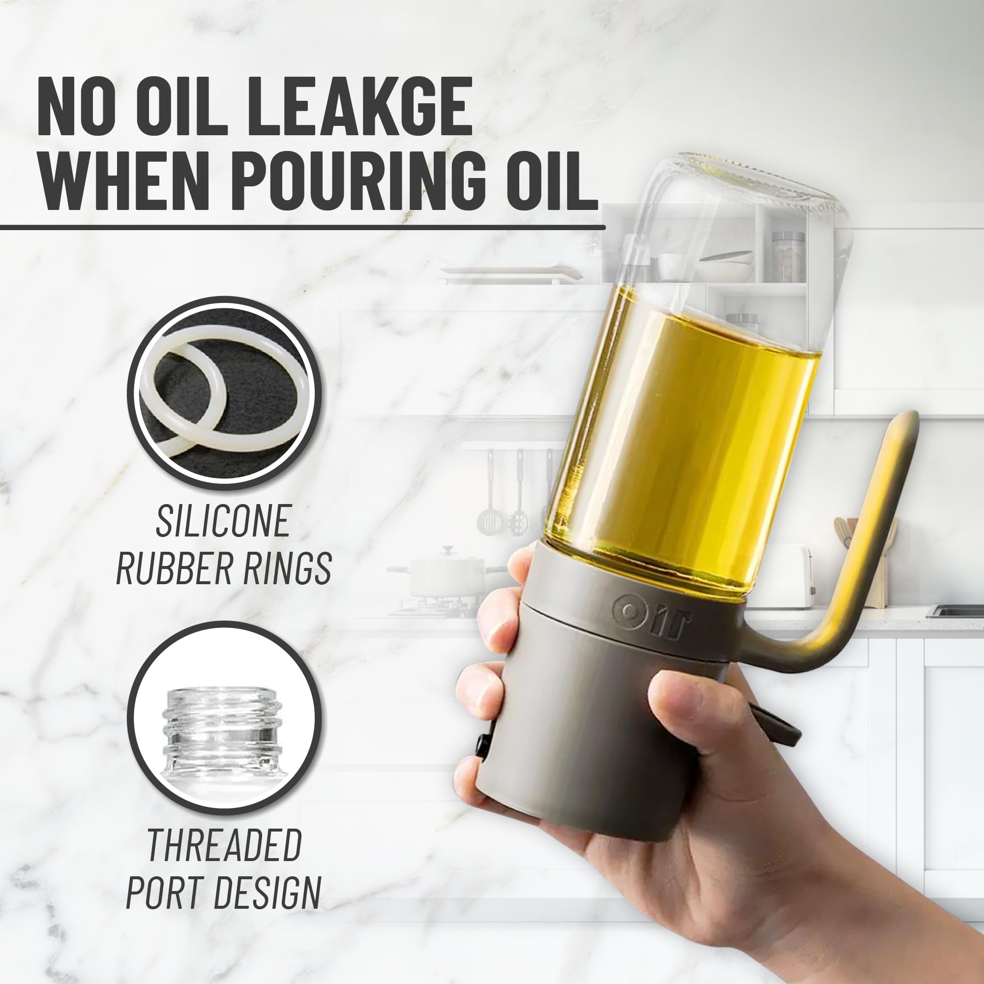VuseOne Oil Sprayer Kitchen Gadget for Cooking High Borosilicate Glass Oil Sprayer Mister, 250ml Olive Oil Spray Bottle for AirFryer, Salad, BBQ, Kitchen Baking, Roasting, Dark Gray