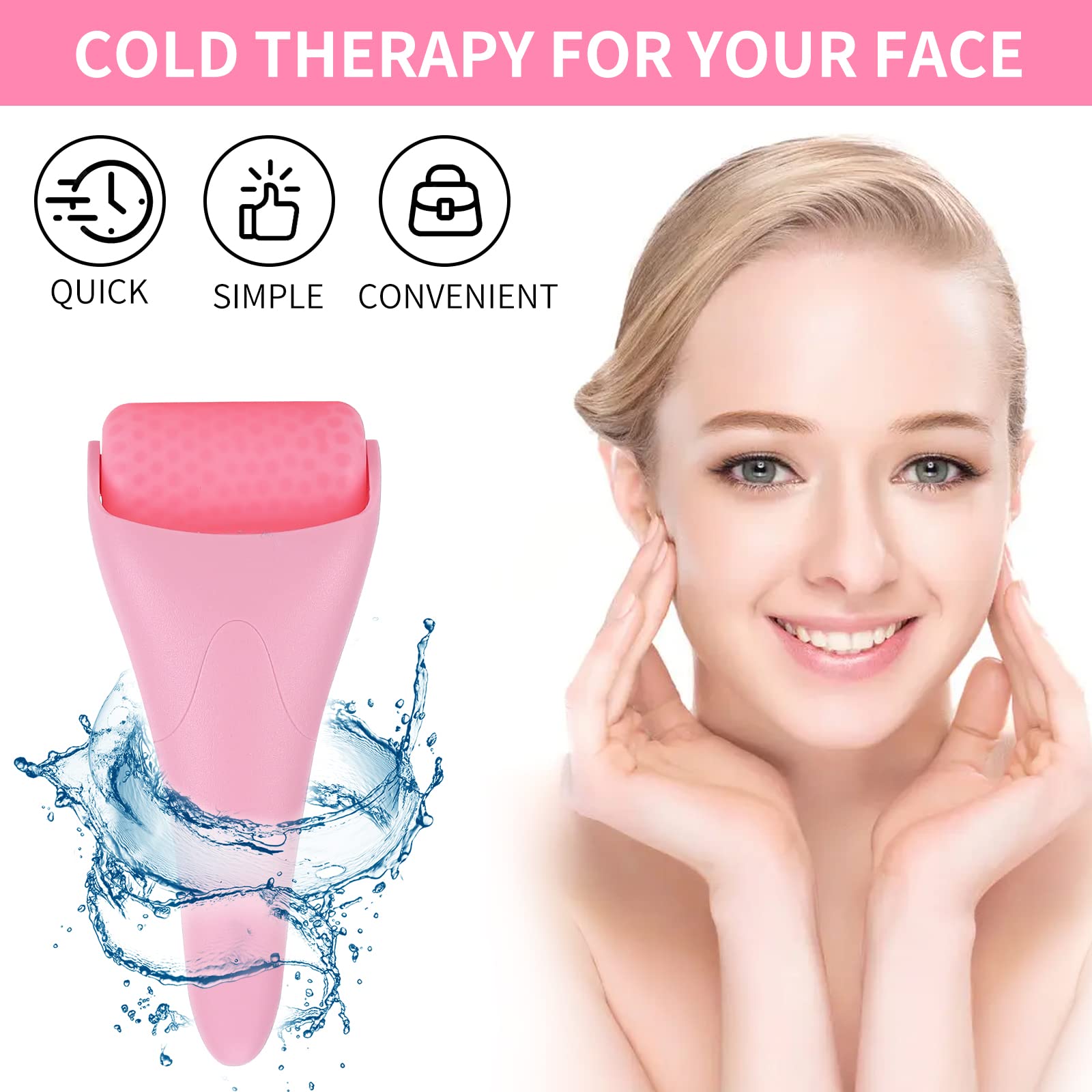 ZZWOOD Ice Roller for Face, Premium Self-Care Face Roller, Skin Care Tools for Face Eye Puffiness, Ice Face Roller to Soothe Skin (Pink)