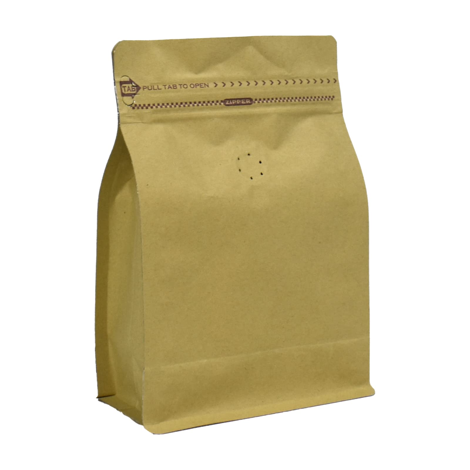 Stand Up Coffee Bags, Natural Kraft Paper Heat Sealed Flat Bottom Coffee Pouches with Degassing Valve and Reusable Side Zipper(50 Pcs, 8 oz, 0.5 LB)