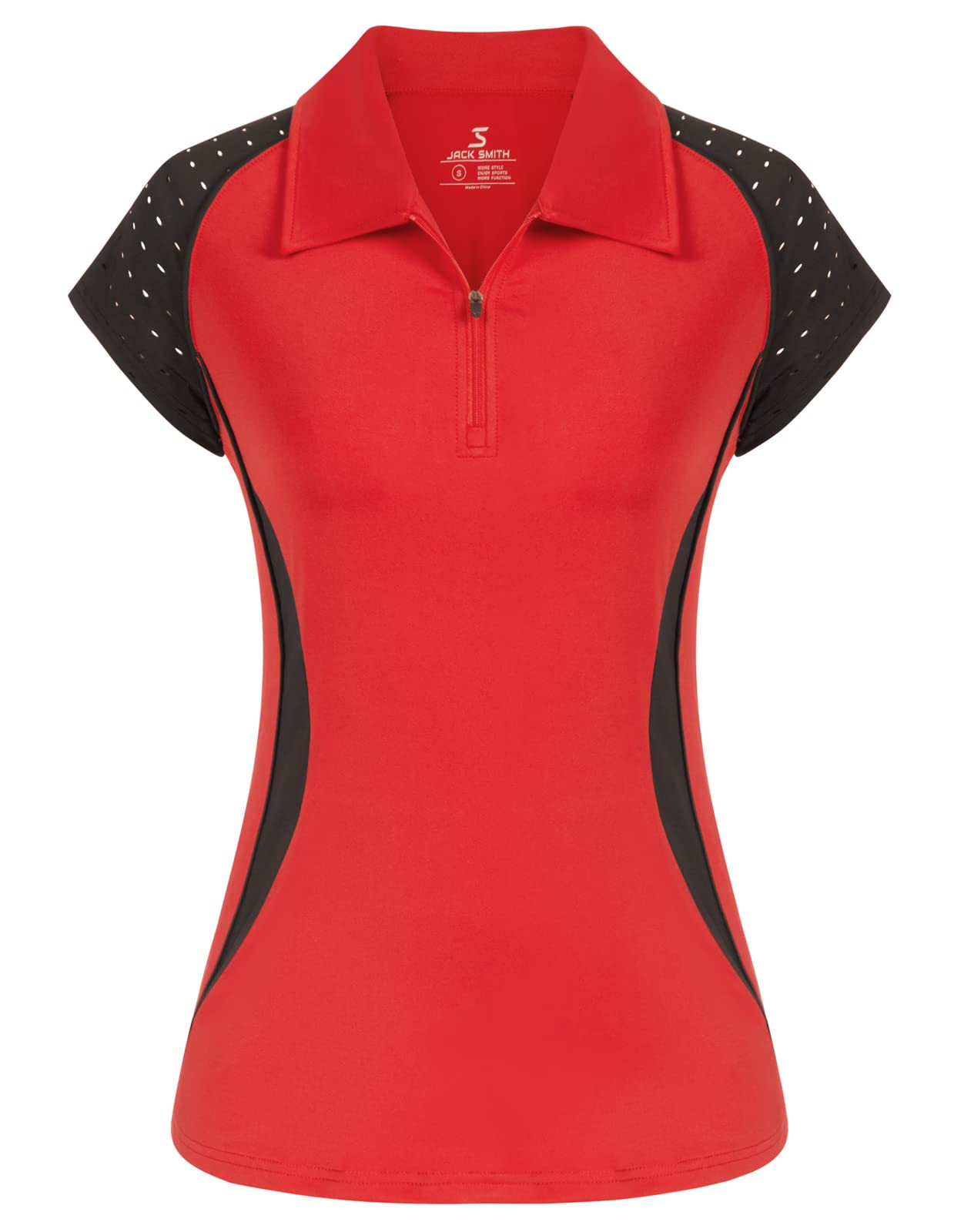 Women Quick Dry Golf Shirts Color Block Casual Polo Shirt Short Sleeves Tops for Work(XL, Red)
