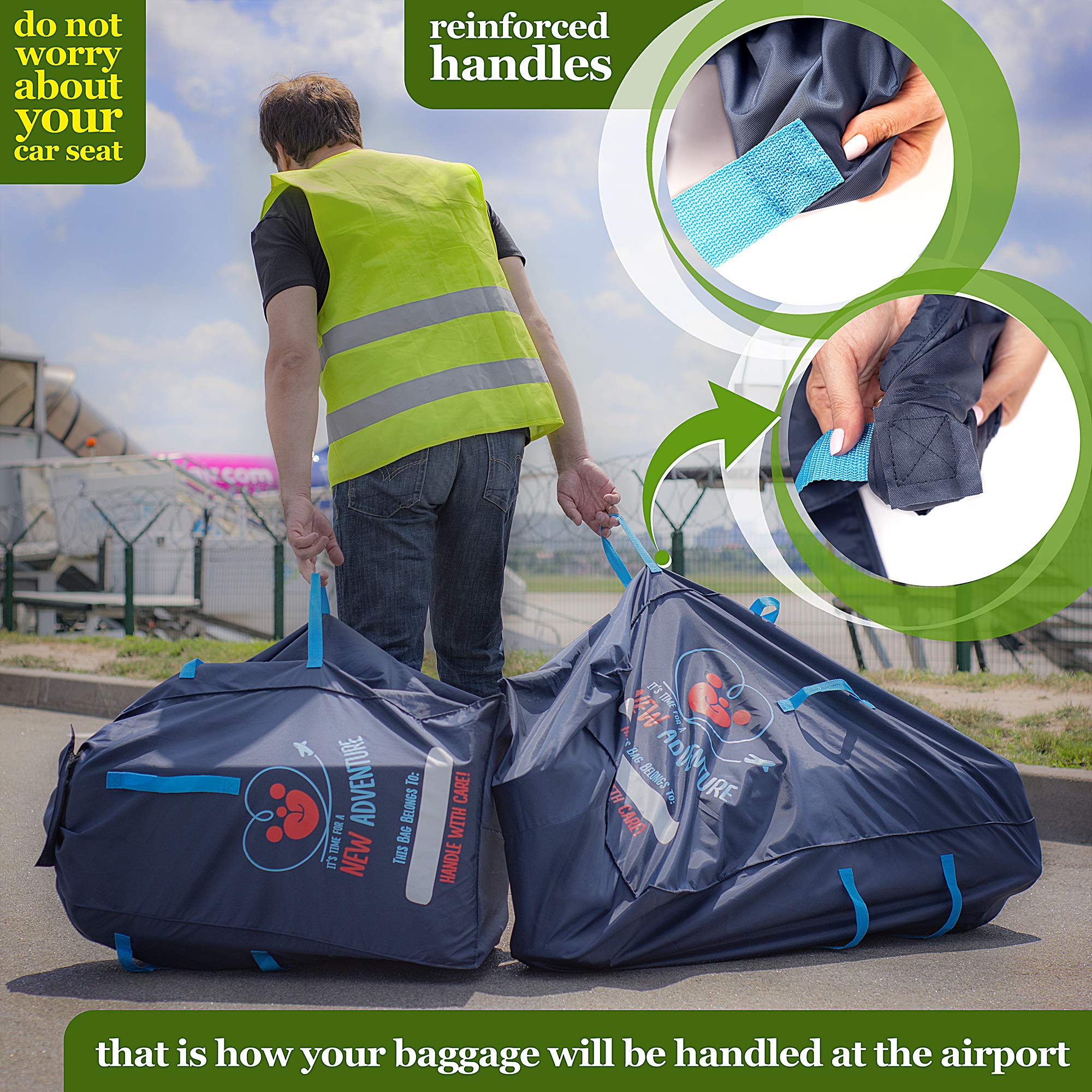 MyEasy Stroller Travel Bag for Airplane - Gate Check Bag for Stroller - Durable Stroller Cover for Airplane - Stroller Bag for Air Travel fits Single and Double Baby Strollers