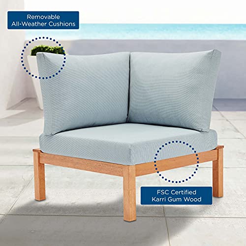 Modway EEI-3694-NAT-LBU Freeport Corner Chair, Natural Light Blue