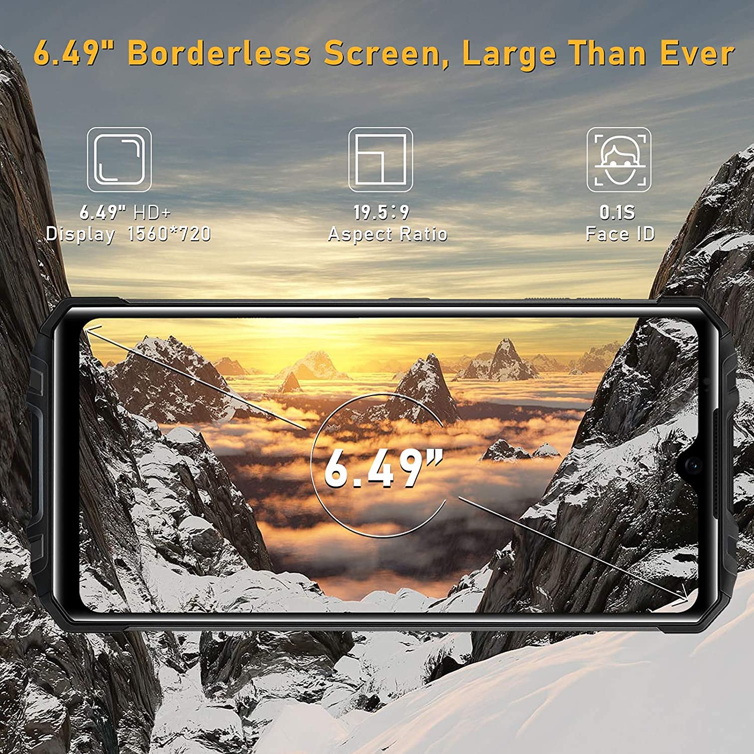 OUKITEL WP8 Pro Rugged Smartphone, 6.49” Display, 4GB 64GB Dual SIM IP68 Waterproof Rugged Phone, NFC, Triple Camera Unlocked Cell Phone, 5000mAh Battery Face/Fingerprint ID GPS, Black [2021 Upgraded]