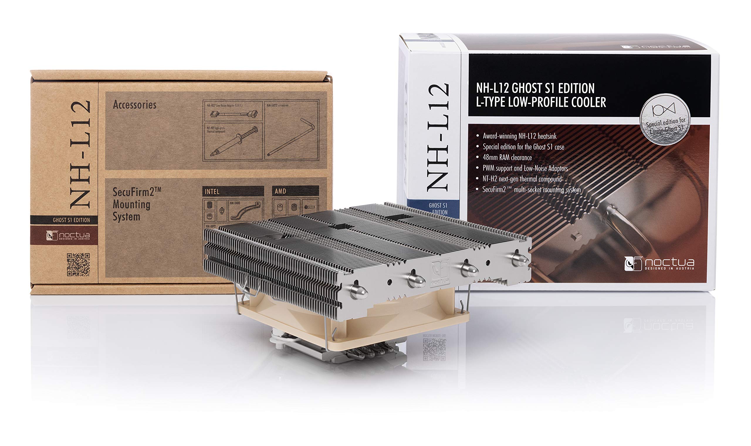 Noctua NH-L12 Ghost S1 Edition, Premium Low Profile CPU Cooler with Quiet 92mm PWM Fan For Desktop (Brown)