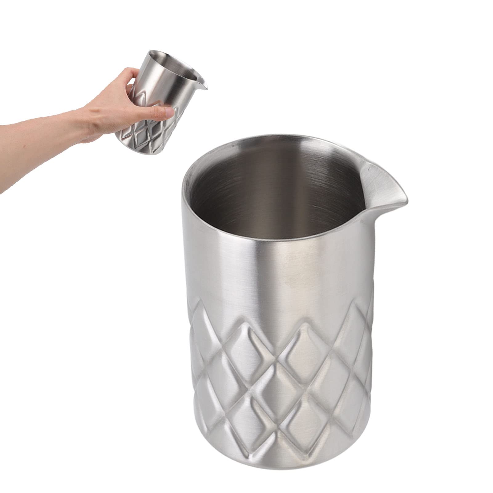 TOPINCN Cocktail Mixing Glass, Stainless Steel Mixing Glass Cocktail Shaker Double Wall Bartender DIY Tools Wine Mixer Thick Drink Mixing Cup for Home Bar