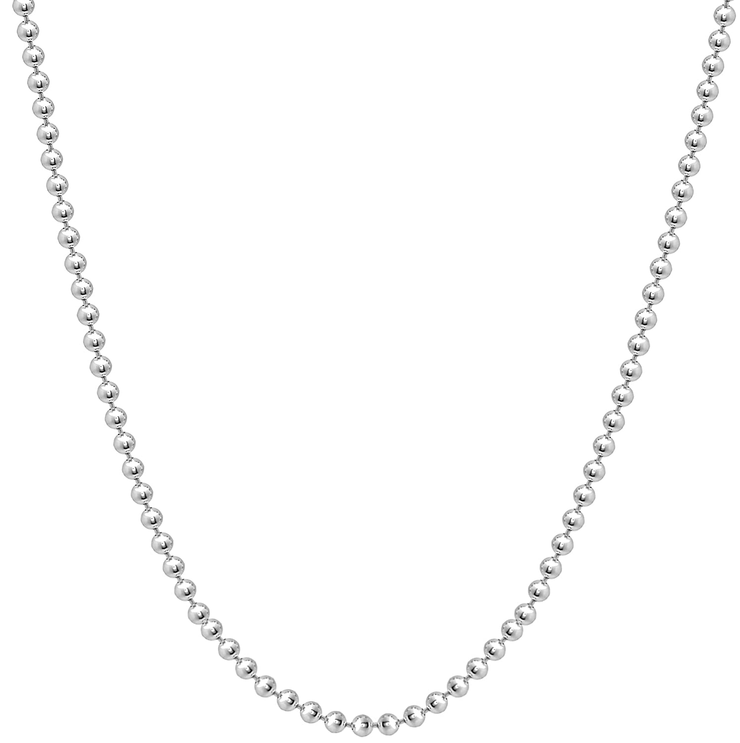 Savlano 925 Sterling Silver Italian 2.3mm Solid Bead Ball Dog Tag Chain Necklace Comes With Gift Box for Women & Men - Made in Italy (24, 2.3mm)