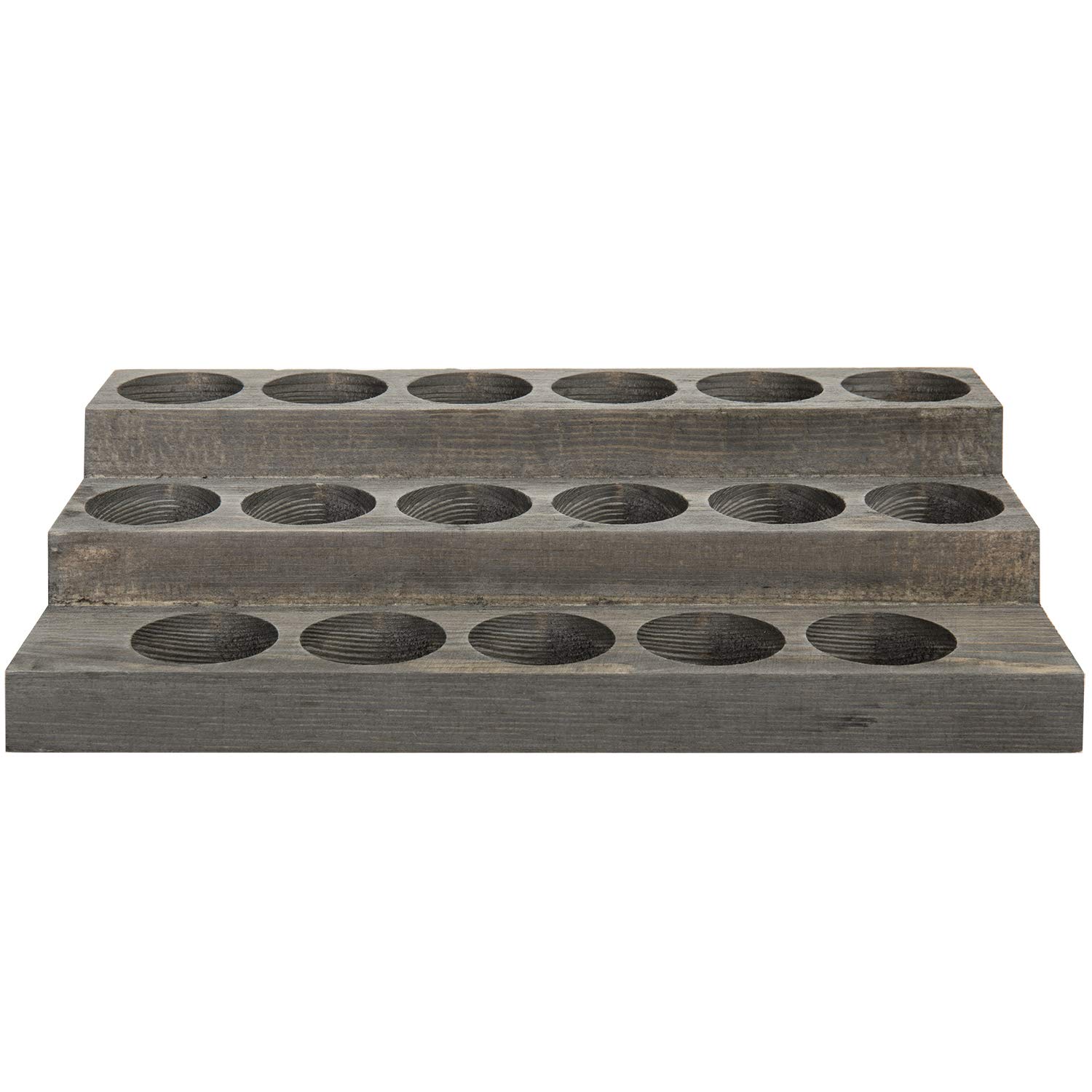 MyGift 3-Tier Vintage Grey Wood 17-Bottle Essential Oil Display Stand