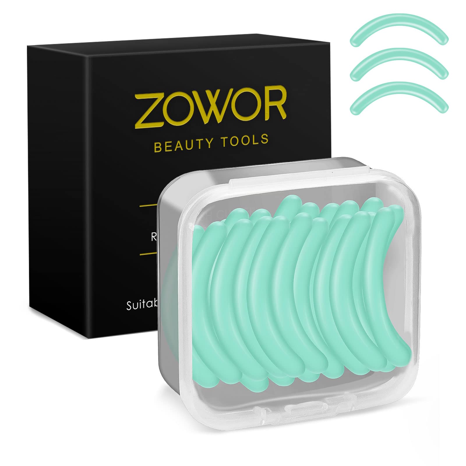 Zowor Rose Red Eyelash Curler Refills Pads-30 Pcs Silicone Replacement Refills Eye Lash Curler Pads for Universal Eyelash Curler with a Clear Storage Box