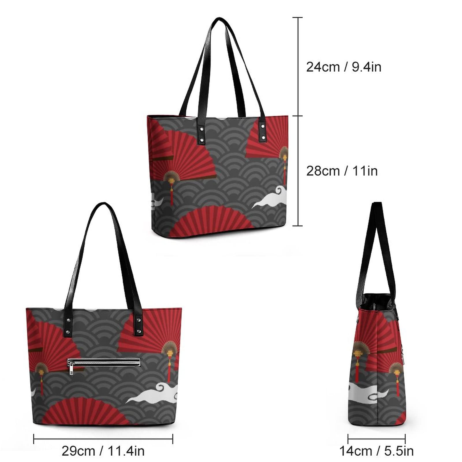 Womens Handbag Fans And Clouds Leather Tote Bag Top Handle Satchel Bags For Lady