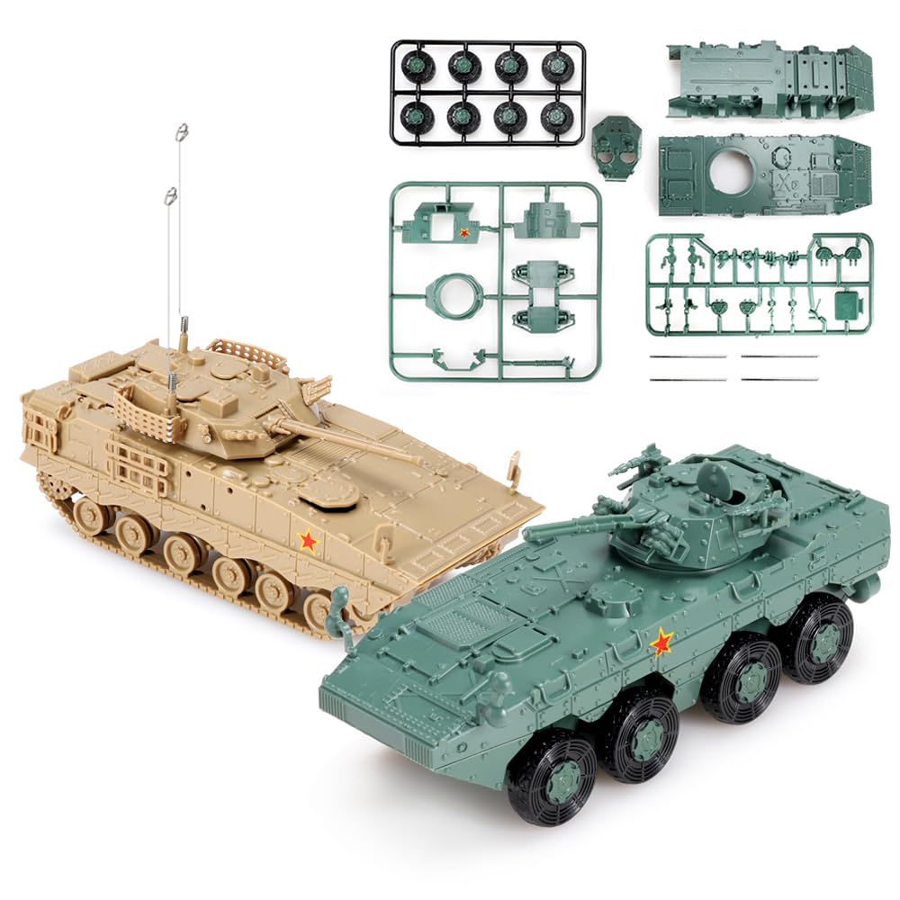 ViiKONDO 1/72 Scale Toy Tank (2 Pcs/Set) DIY Assembly Military Model Building Kit Chinese Snow Leopard VS Tracked Infantry Fighting Vehicle Classic Army Men Collection Gift