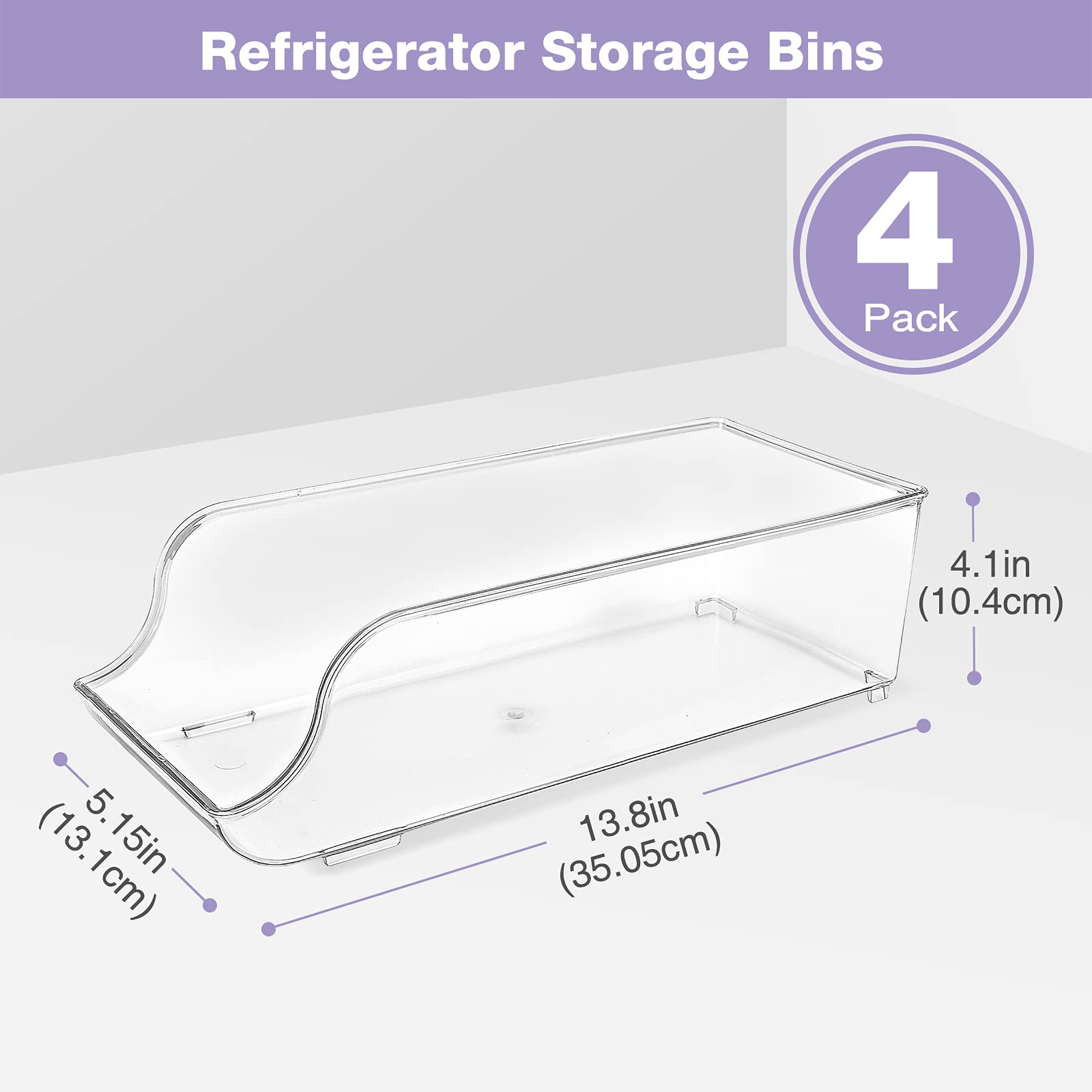 Puricon 4 Pack Refrigerator Organizer Bins Can Dispenser Storage Holder Bundle with 2 Pack Water Bottle Dispenser Organizer for Refrigerator