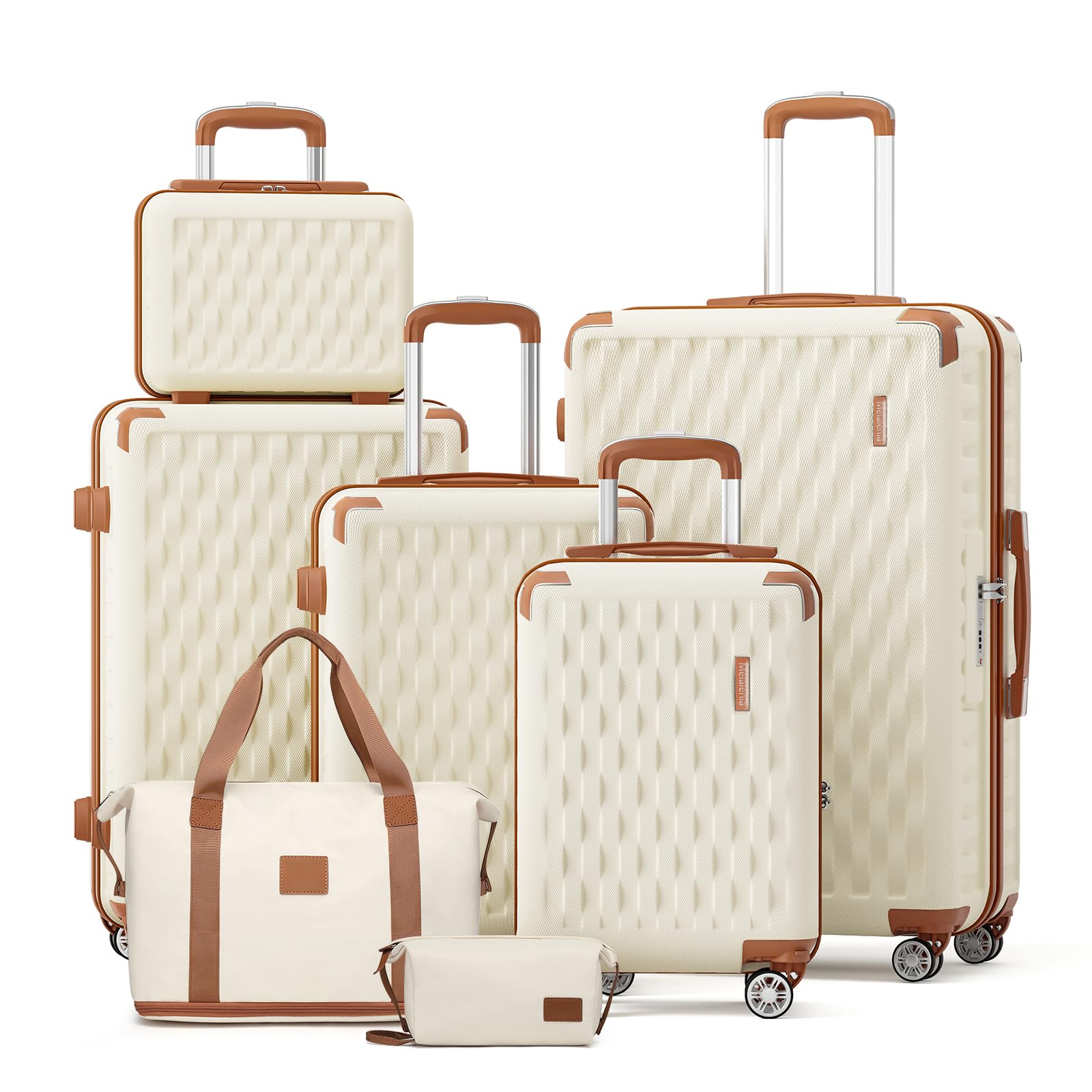 Melalenia ABS Hardside Medium Checked Luggage, Suitcase with Double Spinner Wheels,TSA Travel Luggage Locks (24 Inch,Gold)