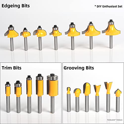 TOOLDO Router Bit Set 35 Pcs 1/4 inch Shank, Professional Router Bit Kit for DIY, Woodworking Project, High Grade