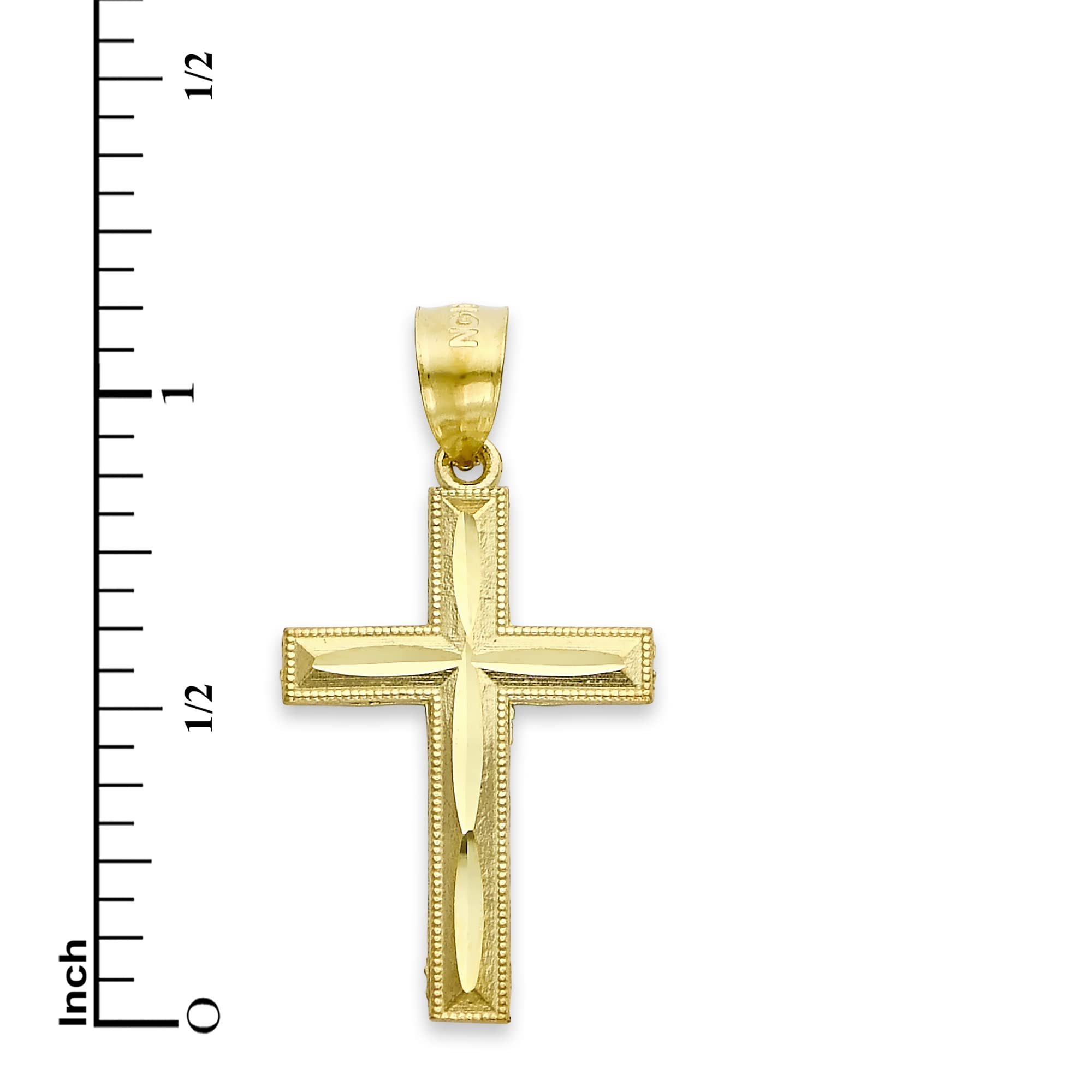Solid Gold Cross Pendant in 10k or 14k, Religious Jewelry for Baptism (14k Gold)