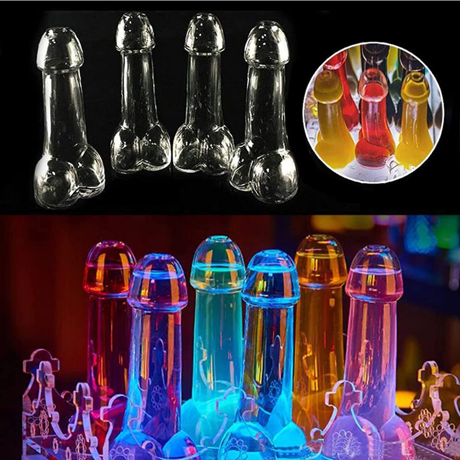 Party Wine Glasses, Unique Wine Glasses, Creative πππ§π’Ε‘ Shape Transparent Whiskey Glasses Champagne Glasses Wine Cup, Novelty Drinking Cup Decoration For Bars, Night Clubs, (B-4PCS, One Size)