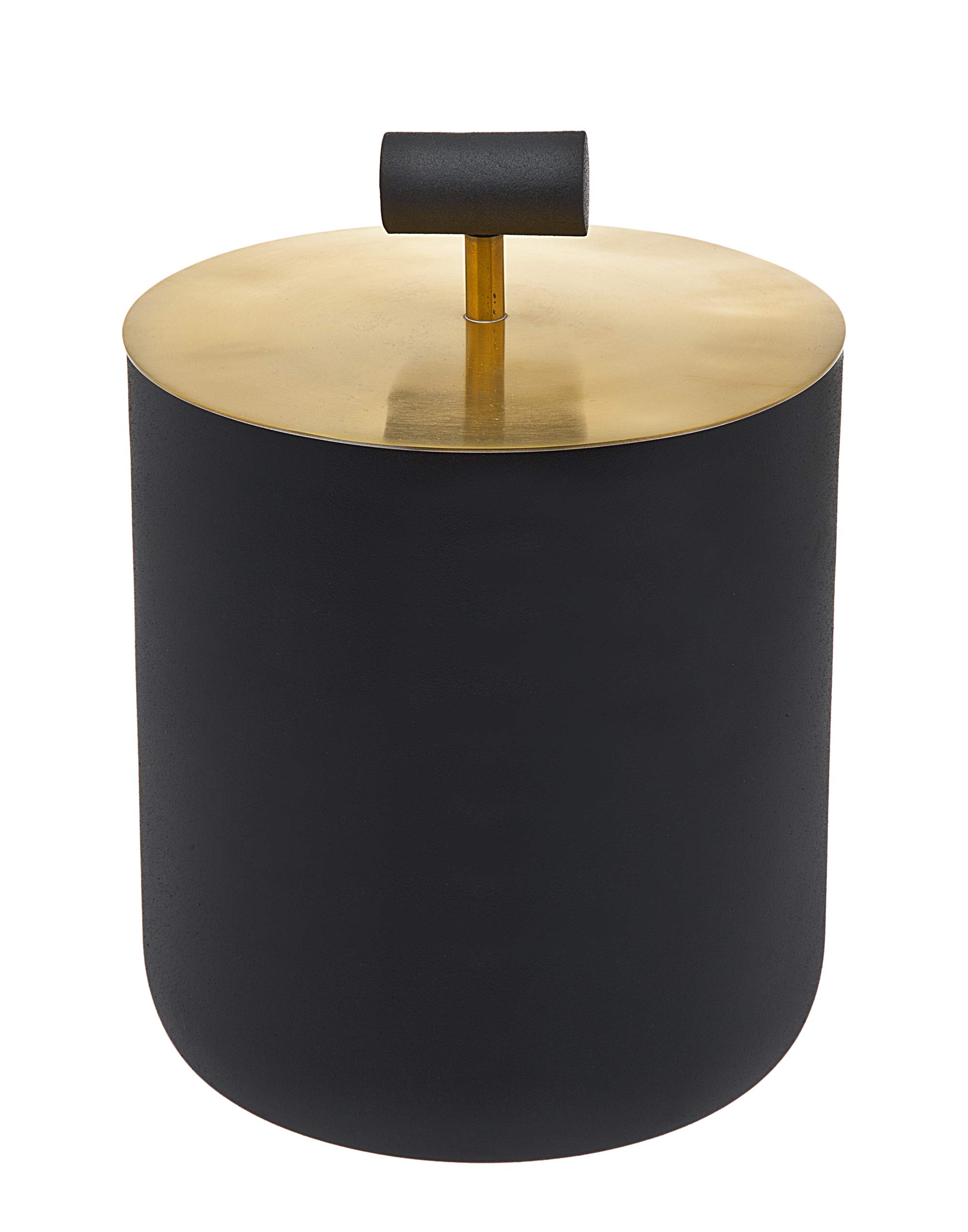 Wine Cooler Ice Bucket with Lid Beverage Chiller Barware Black and Gold - Godinger