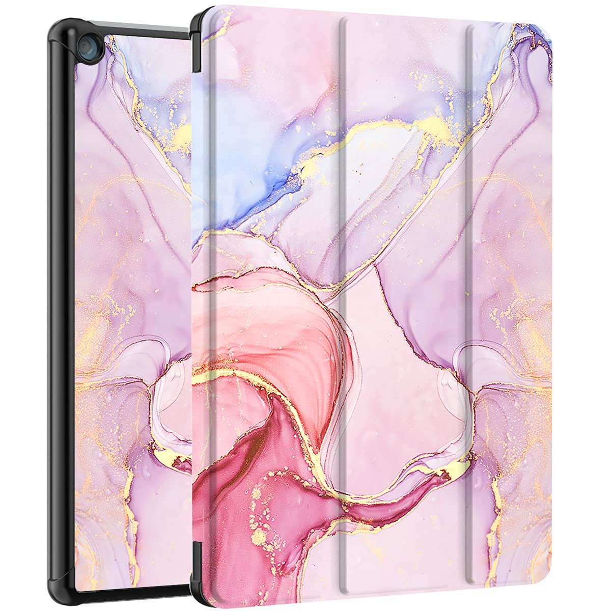 PIXIU Case for All-New Amazon Fire HD 10 Tablet (7th Generation and 9th Generation, 2017 and 2019 Release) - Slim Folding Stand Cover with Auto Wake/Sleep for 10.1 Inch Tablet