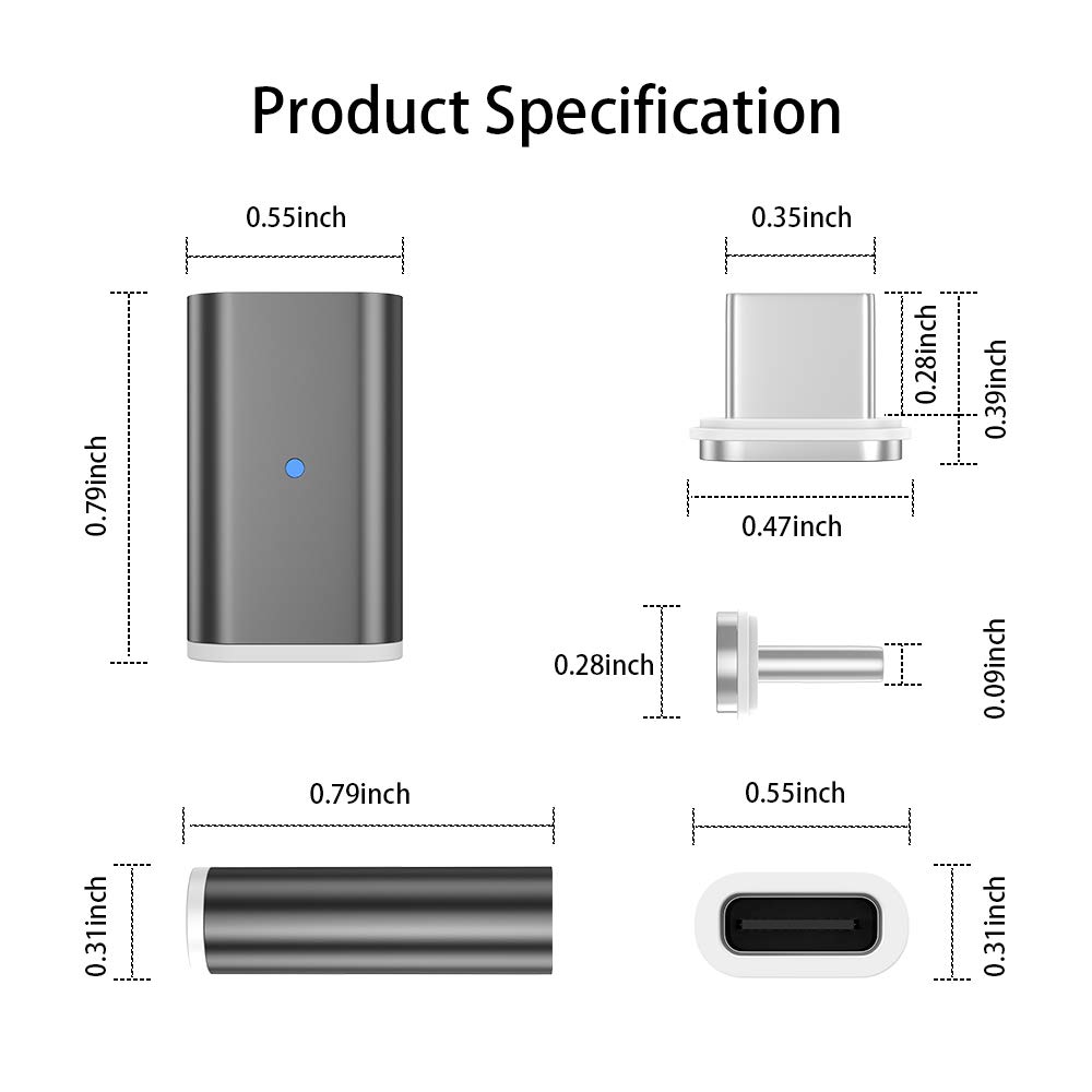 N. NETDOT Gen10 Magnetic Fast Charging USB-C to USB-C Adapter Converter Compatible with Type-c Smartphones(3 Pack Blue)