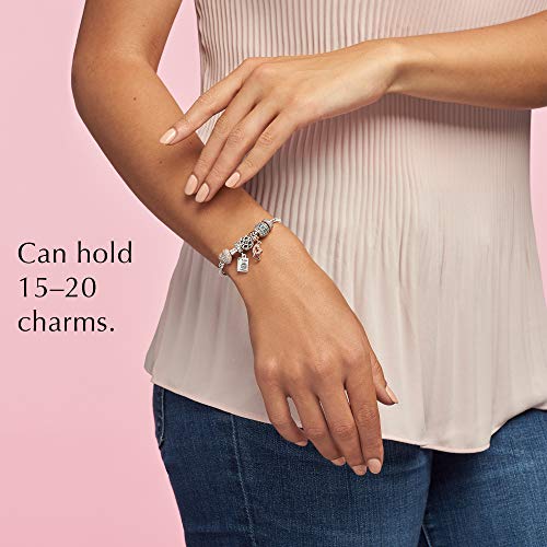 Pandora Jewelry - Moments Pave Heart Clasp Snake Chain Cubic Zirconia Bracelet - Gift for Her - Pandora Rose - 6.7"