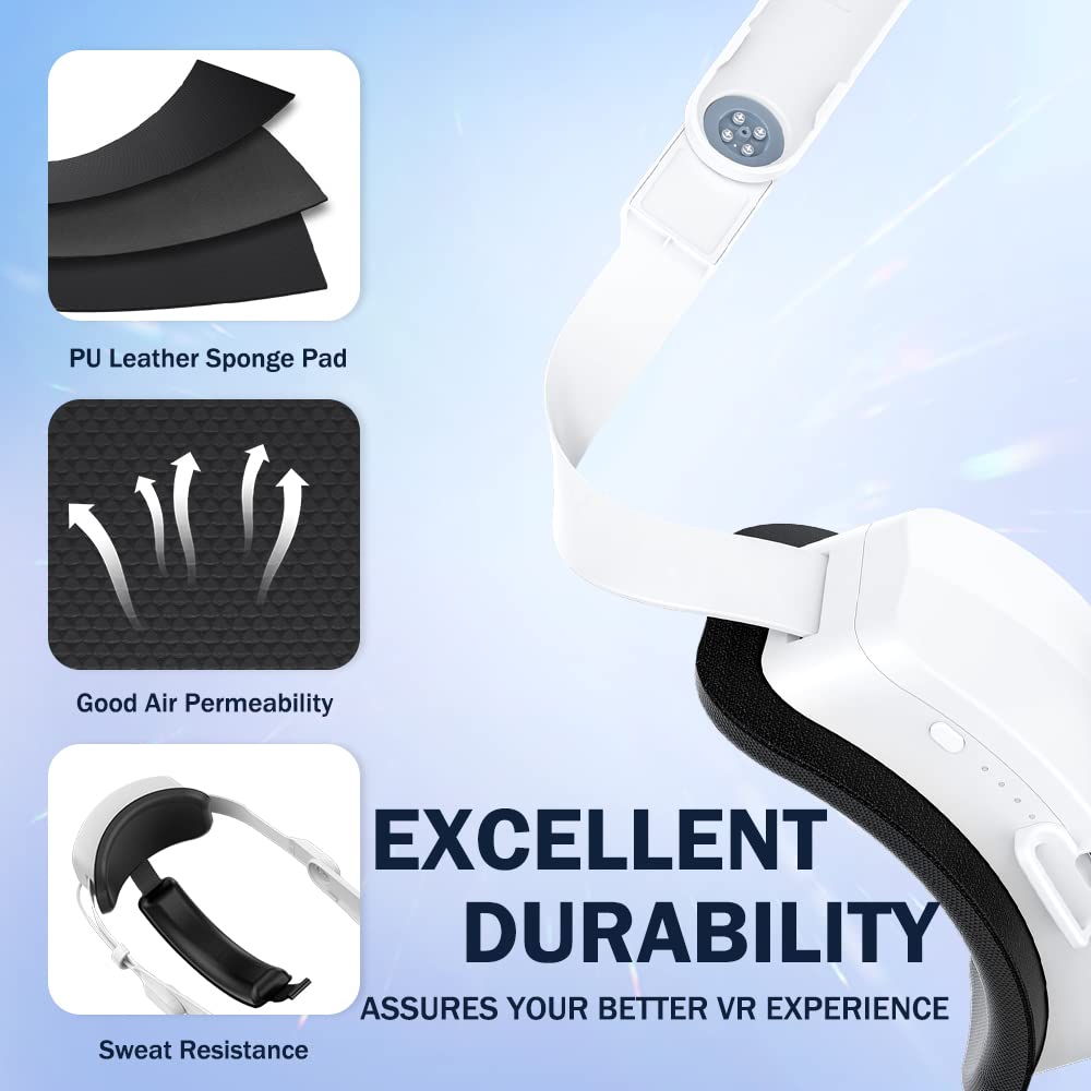 Vimetapro Battery Head Strap 5600mAh Compatible with Quest 2, Lightweight Adjustable Elite Strap Replacement for Enhanced Comfort and Playtime, VR Accessories for Meta Quest 2