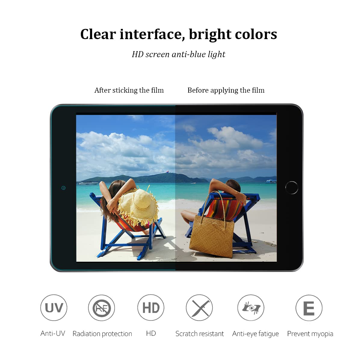 Screen Protector for iPad 9.7-Inch/iPad 6th Generation/iPad 5th Generation/iPad Air 1/iPad Air 2/ iPad Pro 9.7-Inch,Filter Blue Light, Anti-Glare, Anti-Fingerprint,2PCS