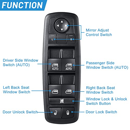 PUENGSI Master Power Window Switch for | 2009-2012 Dodge Ram 1500 2500 3500 | Replaces OE 4602863AB, 4602863AC, 4602863AD