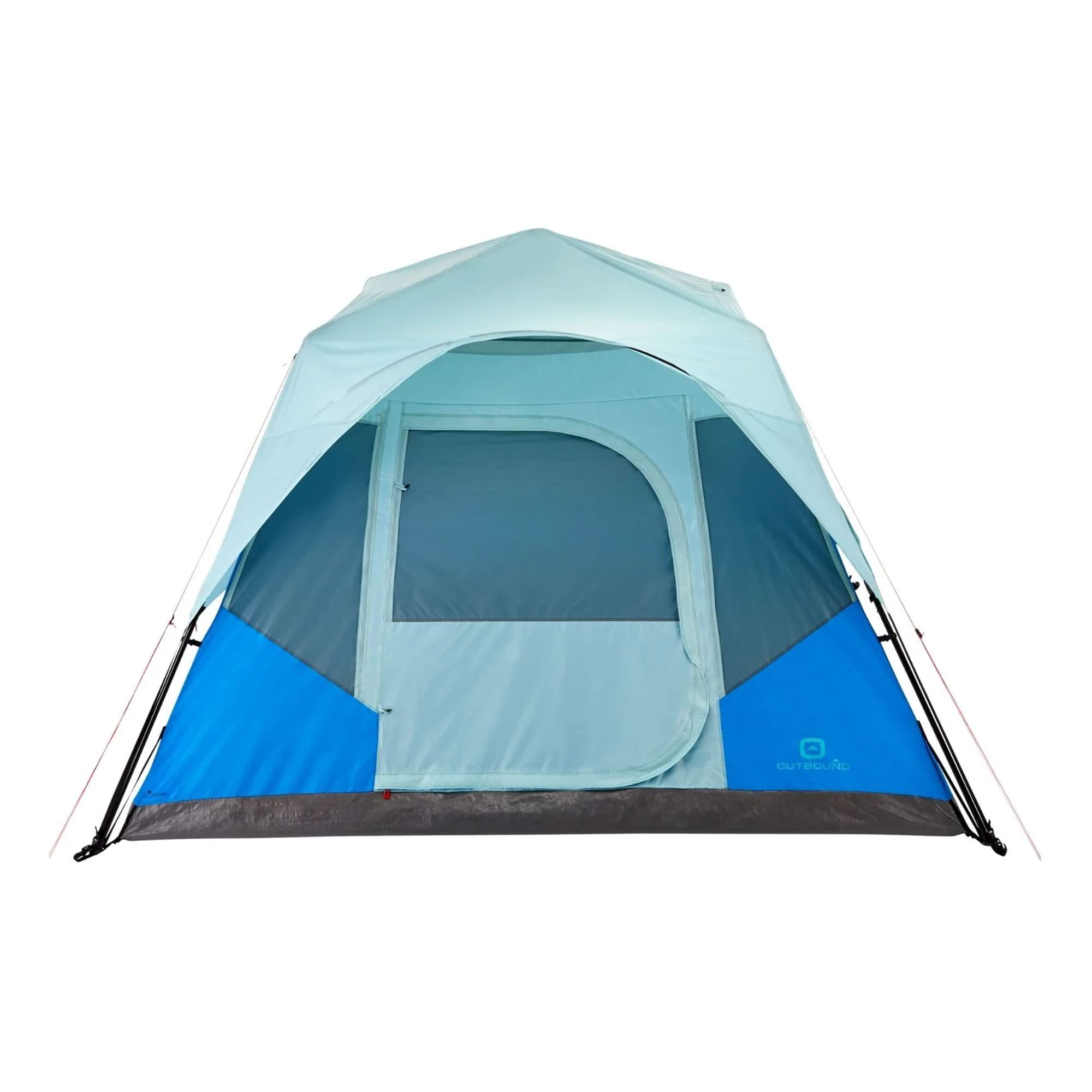 Outbound QuickCamp 6 Person 3 Season Lightweight Cabin Style Tent with a Heavy Duty 600 mm Coated Rainfly, Front Canopy, and Carry Bag, Red and White