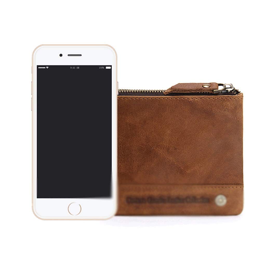 Walnut Retro Crazy Horse Top Layer Leather Multi-Function Tri-Fold Men's Wallet Fashion Leather Clutch Bag Vertical Style