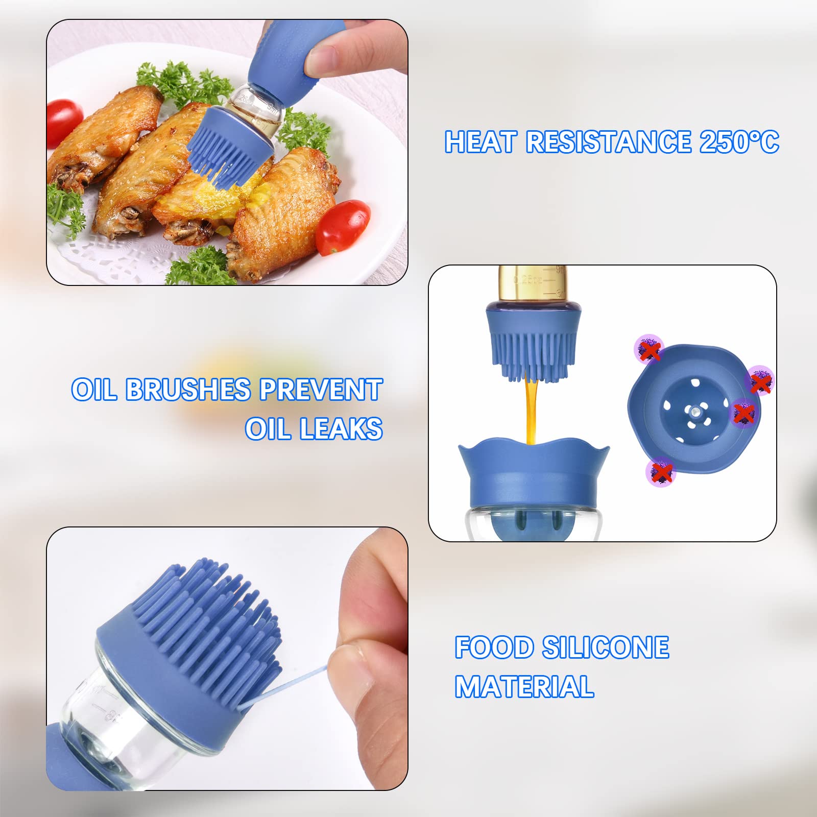 VENMATE Olive Oil Dispenser Bottle Silicone Dropper Measuring Oil Dispenser Bottle for Kitchen Cooking, Frying, Baking, BBQ Pancake, Air Fryer