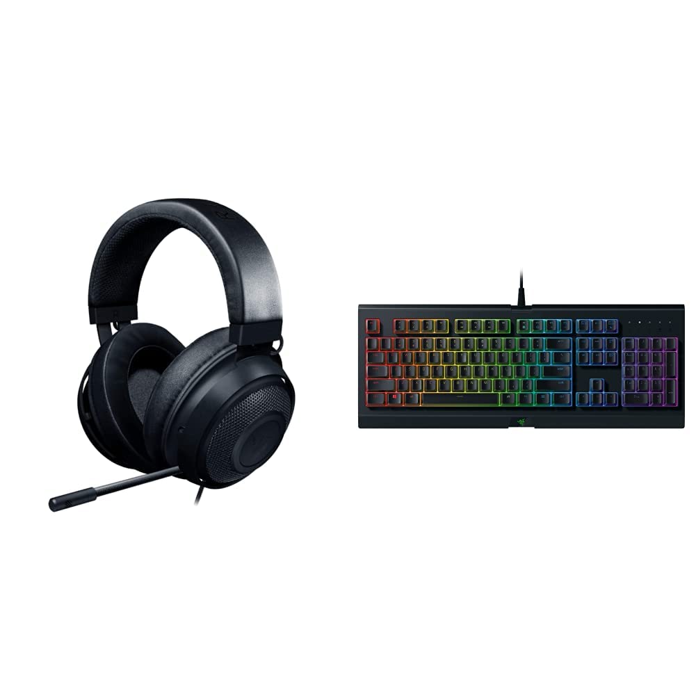 Razer Kraken Gaming Headset, Black & Cynosa Chroma Gaming Keyboard: 168 Individually Backlit RGB Keys - Spill-Resistant Design - Programmable Macro Functionality - Quiet & Cushioned