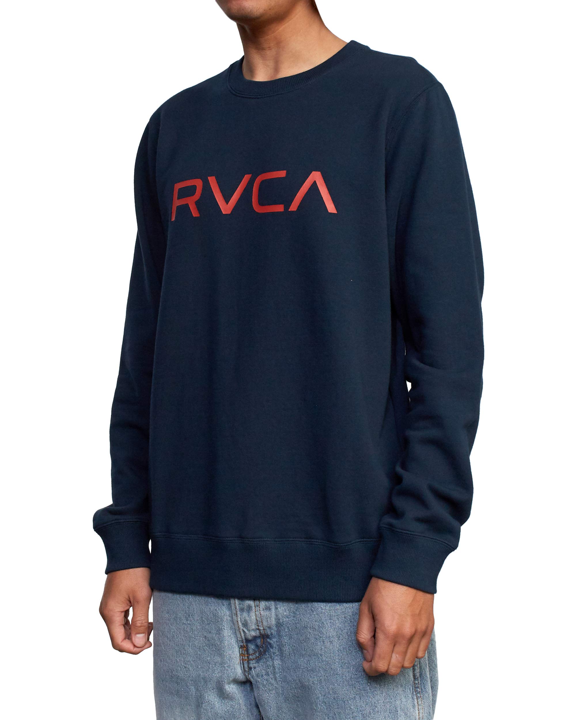 RVCA Men's Graphic Fleece Crew Pullover Sweatshirt, Big Black, Large