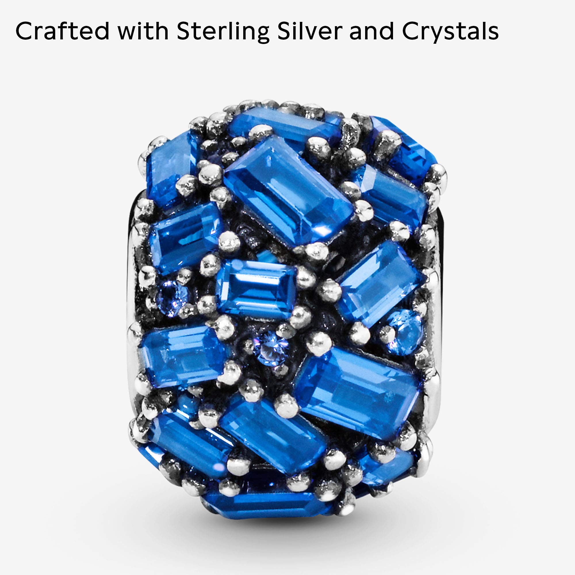 Pandora Jewelry Blue Ice Cube Crystal Charm in Sterling Silver