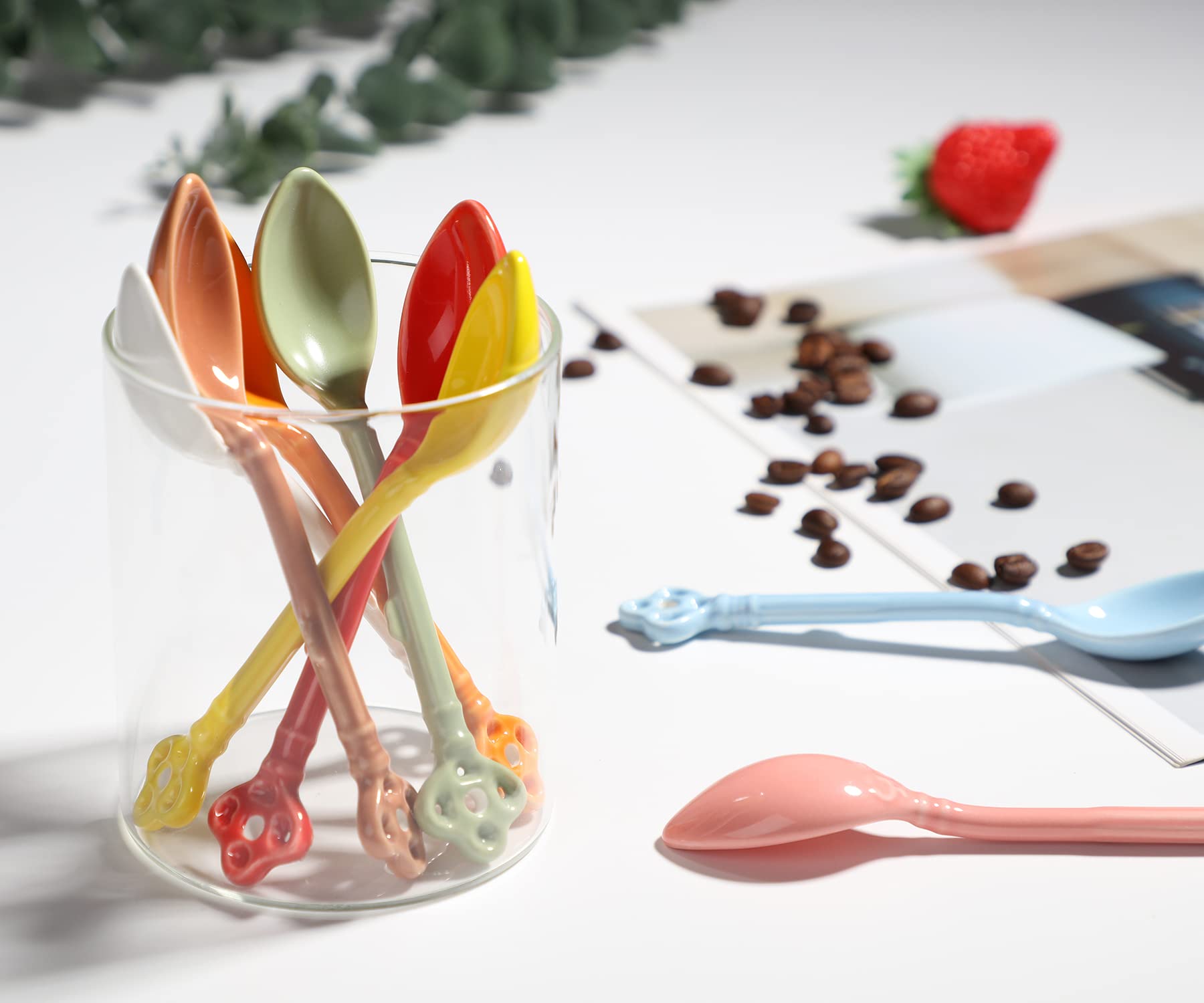 Small Coffee Spoons Ceramic Espresso Spoons set of 6 Demitasse Spoons for Coffee Dessert Tea Ice Cream