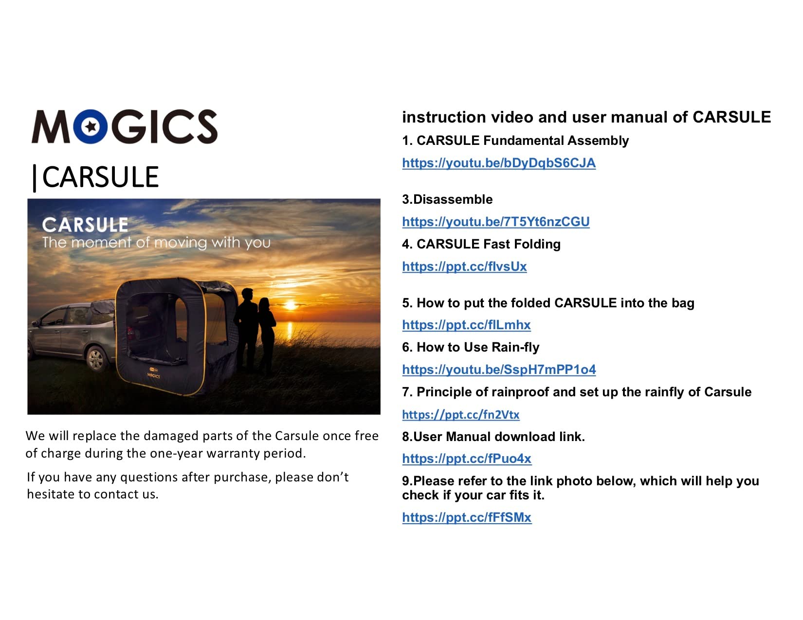 MOGICS Carsule | 2 Person Pop-Up Cabin for Cars | SUV Tent Tailgate