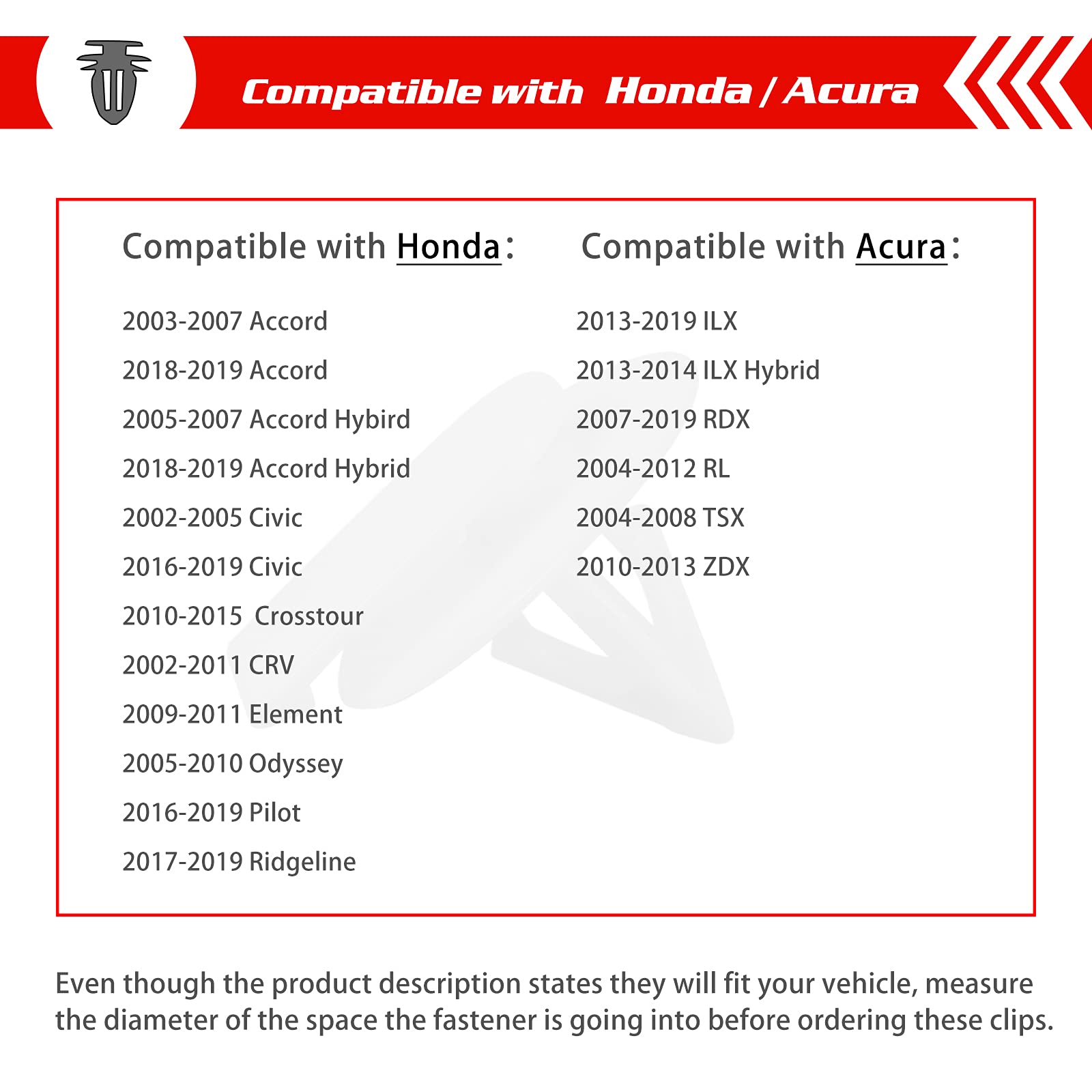 OTUAYAUTO Door Panel Clips for Replacement for Honda Civic Accord, Acura - Interior Trim Clips Replace OEM: 91560-S9A-A01