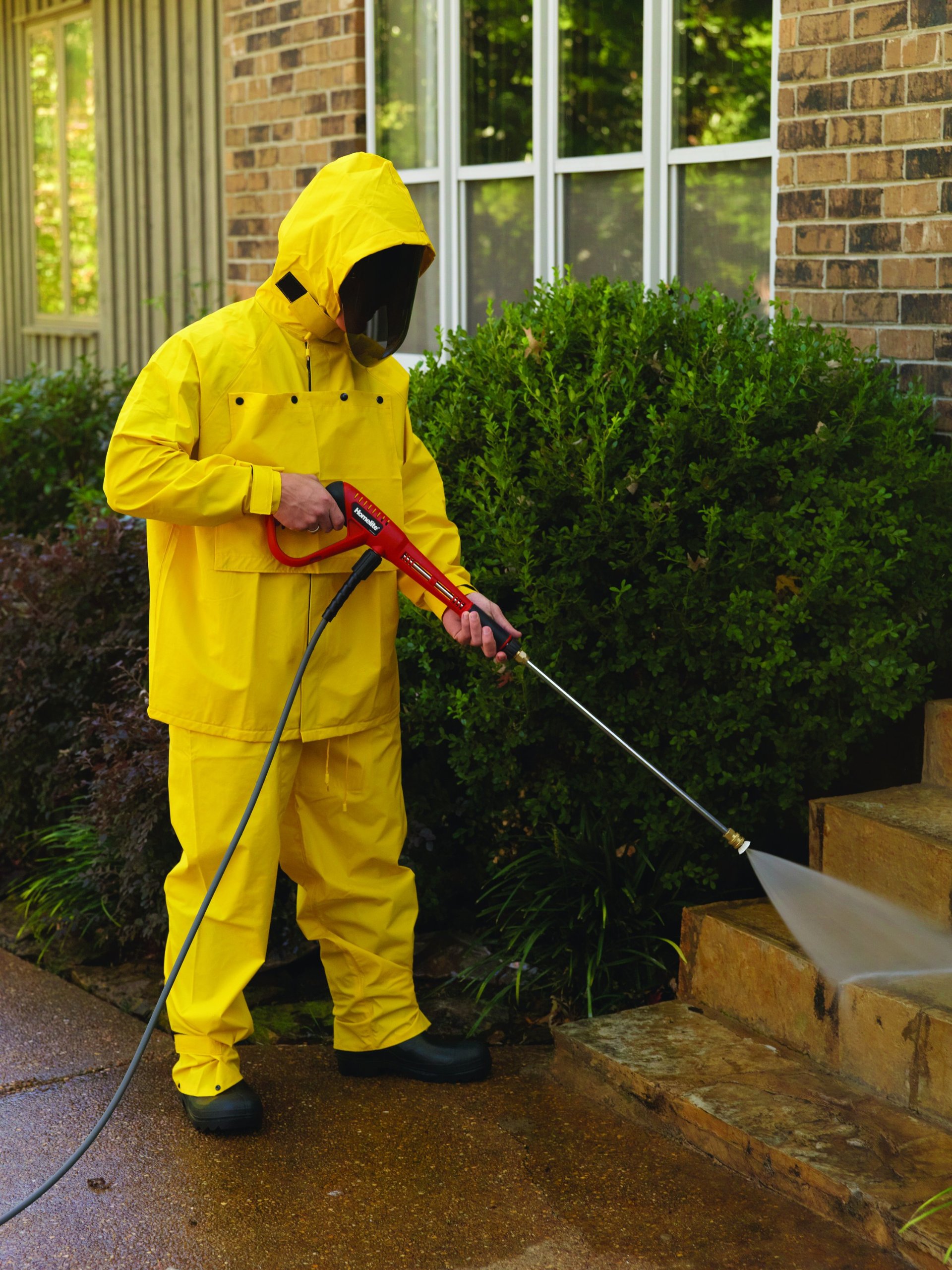 MCR Safety 2603X6 Hydroblast PVC/Polyester 3-Piece Rainsuit with Attached Hood, Yellow, 6X-Large