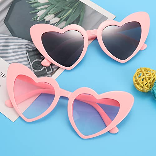 Salfboy Heart Shaped Sunglasses for Women Bride Sunglasses Bachelorette Vintage Cat Mod Wedding Sunglasses(8805-2*pink)