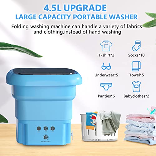 Portable Washing Machine and Dryer Combo, Mini Folding Washing Machine Portable with Disinfection Function, Small Portable Washer and Dryer Combo for Apartments, Dorm, Camping, RV,Travel Laundry