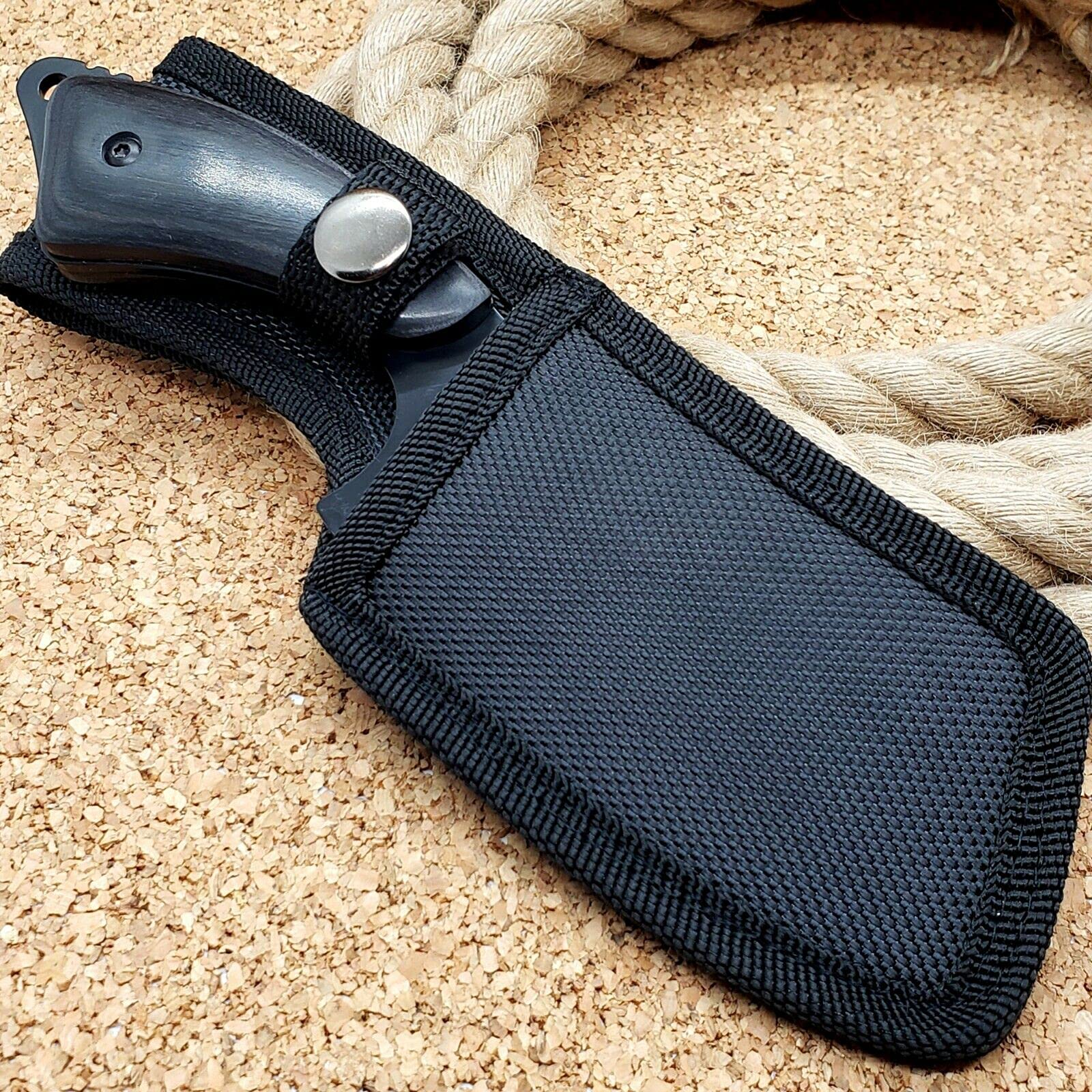 S.S. Fixed Knives 7.5In Fixed Blade Cleaver Hunting Knife Full Tang Survival Wood Handle Sheath