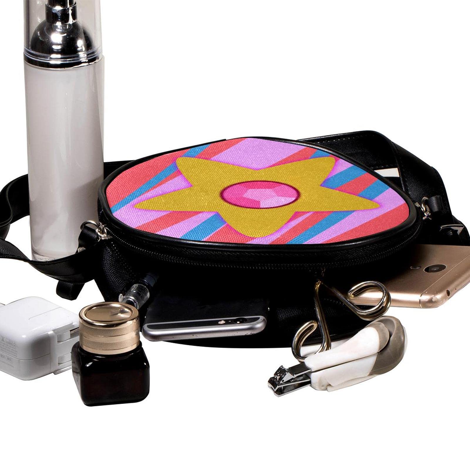 Small Crossbody Bags for Women,Round Shoulder Bag Purse,abstract star pattern,Cellphone Bags Handbags