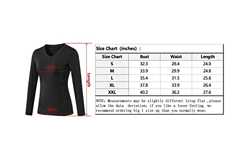 Women's 3 Pack Dry Fit Athletic tightfitting V-neck Long Sleeve,Black,Wine Red,Dark Green,Large