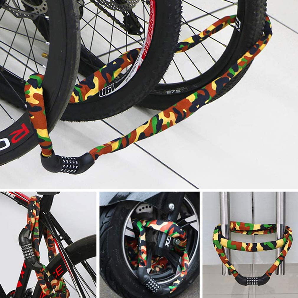 RXLLSY Bicycle Anti-Theft Code Lock, Battery car Lock, Portable Five-Digit Code Chain Lock, Cycling Accessories (150CM Long)