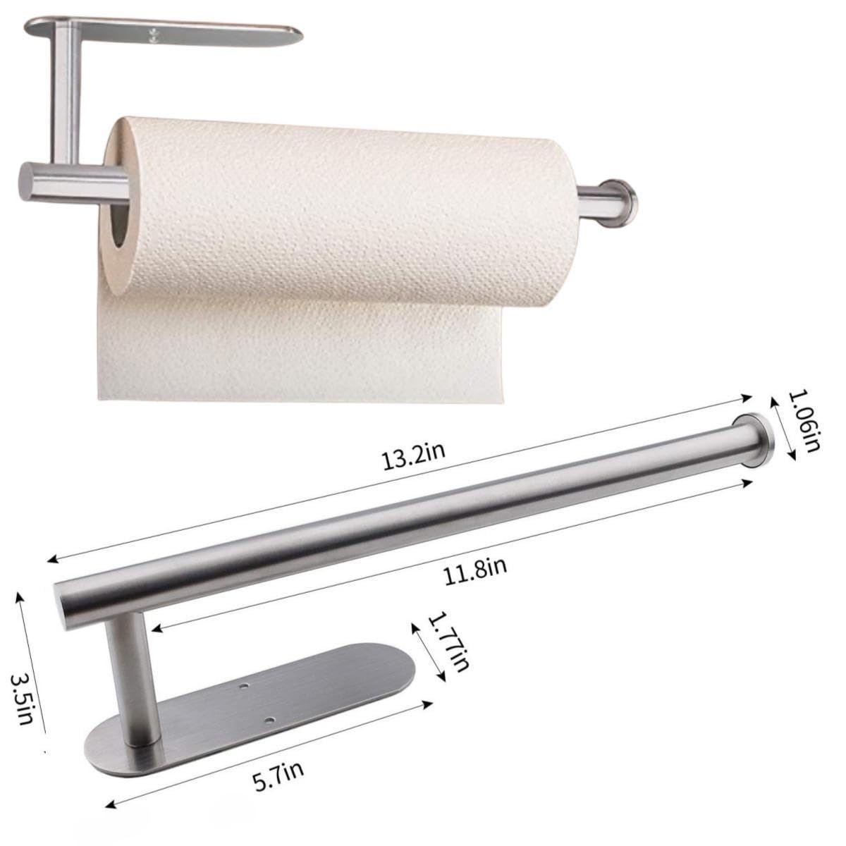 Paper Towel Holder Kitchen Roll Holder, Kitchen Roll Organize, Paper Towel Roll Holder for Kitchen Bathroom, Paper Towel Holder Under Cabinet (Silver)