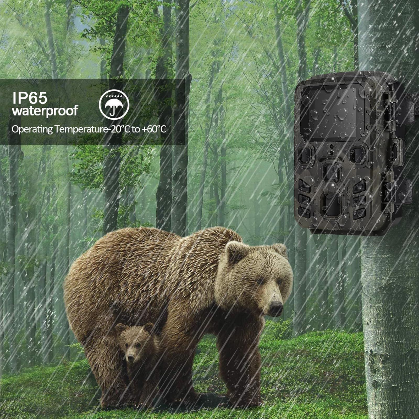SuntekCam Mini Trail Camera 1080P 24MP Game Camera with Night Vision Motion Activated IP65 Waterproof, Trail Cam with 0.2s Trigger Speed and 65FT Distance for Wildlife Monitoring