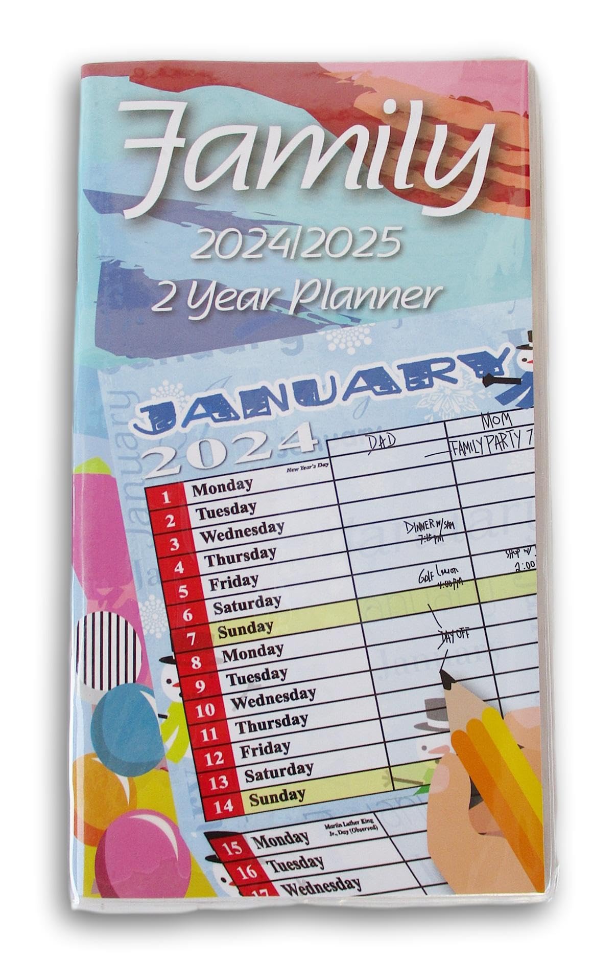 Patterned 2-Year Miniature Monthly Planner Book for 2024-2025 (Family)