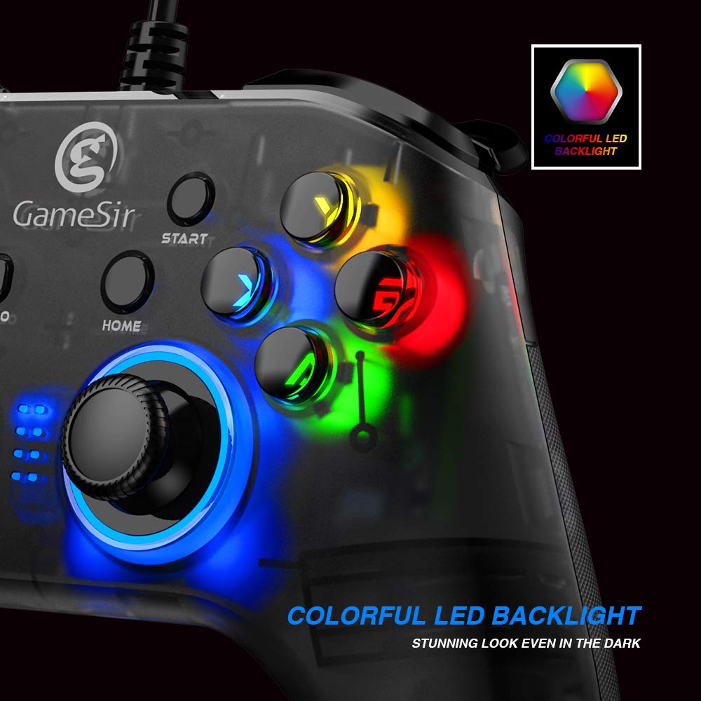 Wired PC Game Controller, GameSir T4w for Windows 7/8/8.1/10 with LED Backlight, Gamepad for PC with Dual-Vibration Turbo and Trigger Buttons (Renewed)