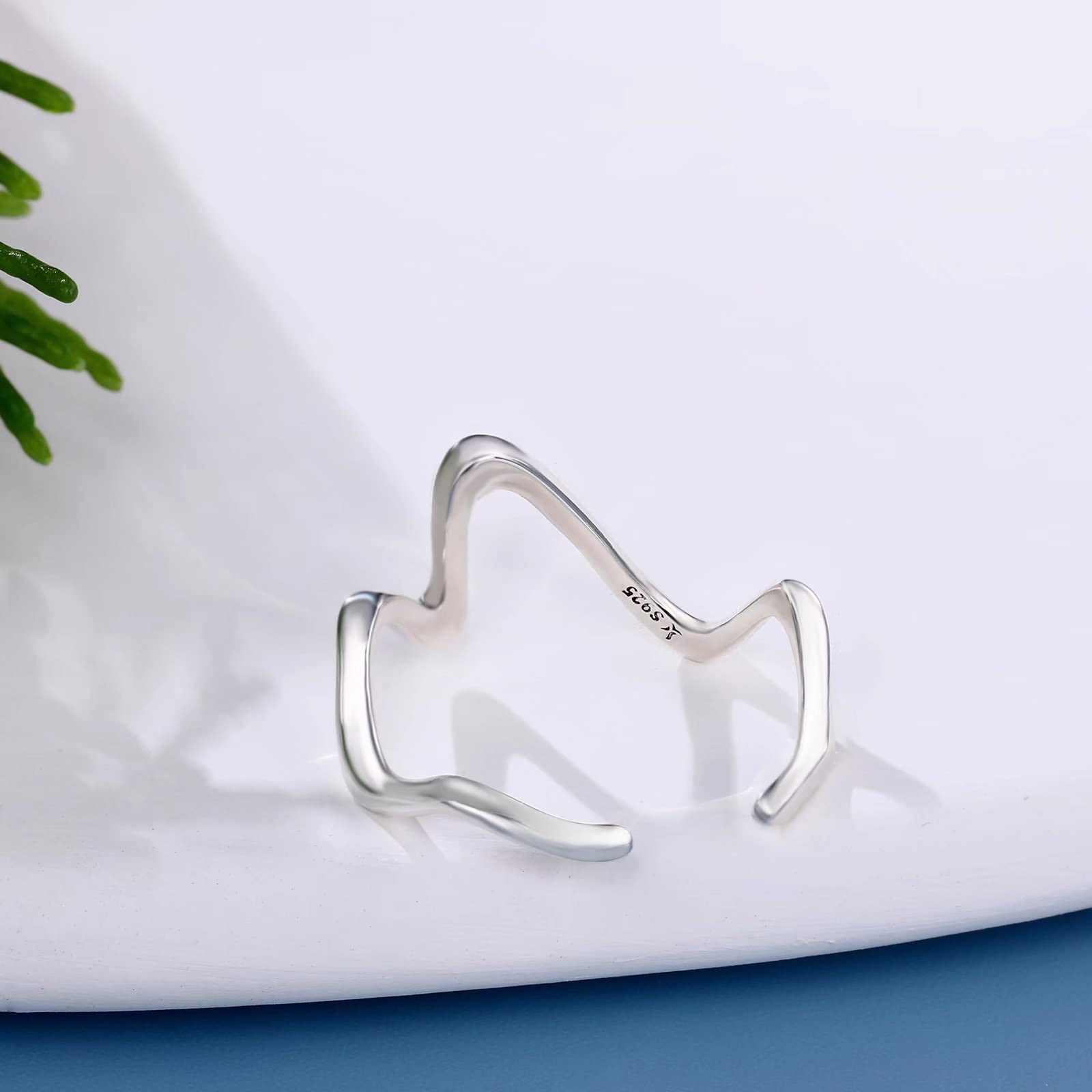 Presentski Highs and Lows Ring Wave Pattern Inspirational 925 Sterling Silver Adjustable Stackable Knuckle Zig Zag Wraparound Comfort Fit Finger Ring Jewelry Gift to My Daughter