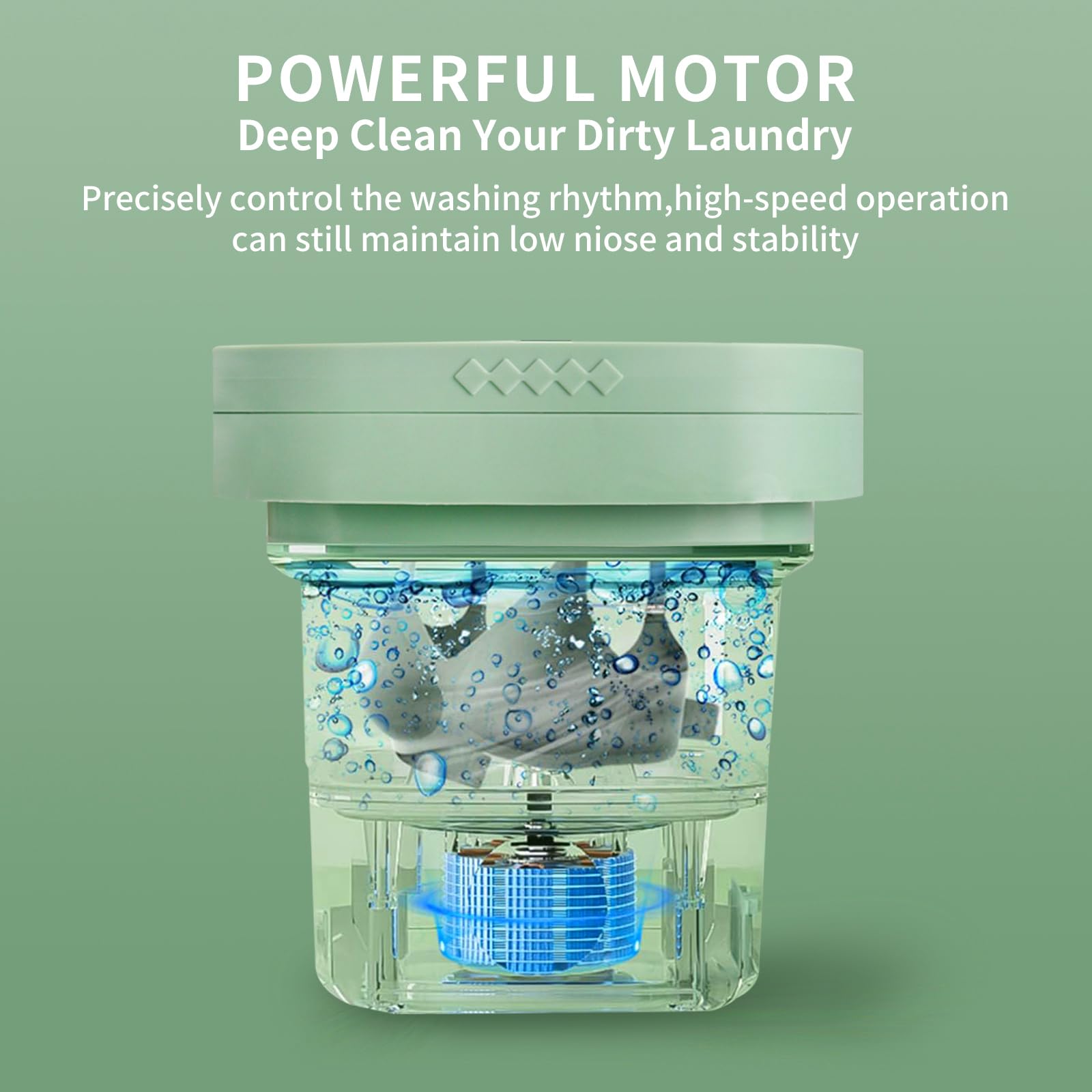 Portable Washing Machine, Foldable Mini Washing Machine, Small Washing Machine for Underwear, Baby Clothes, or Small Items, Suitable for Apartments, Dormitories, Camping, Travel (Green)